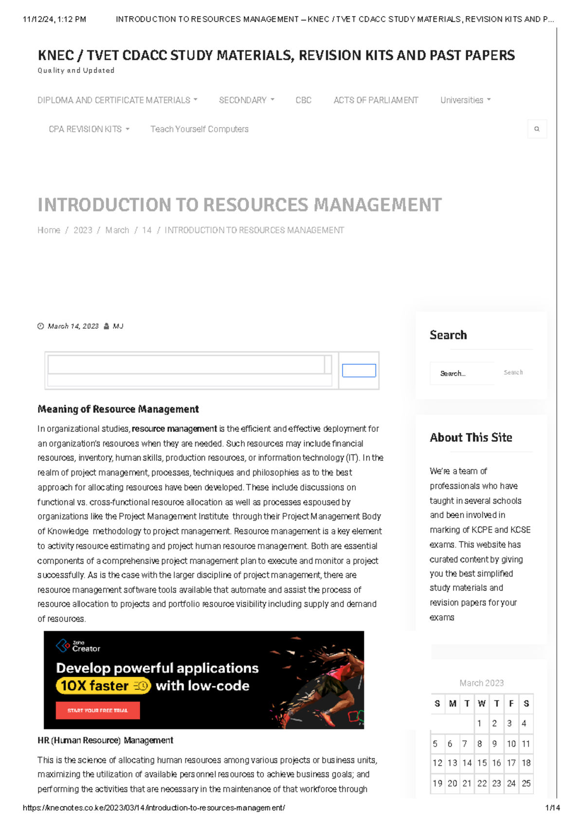 Introduction TO Resources Management – KNEC TVET Cdacc Study Materials ...