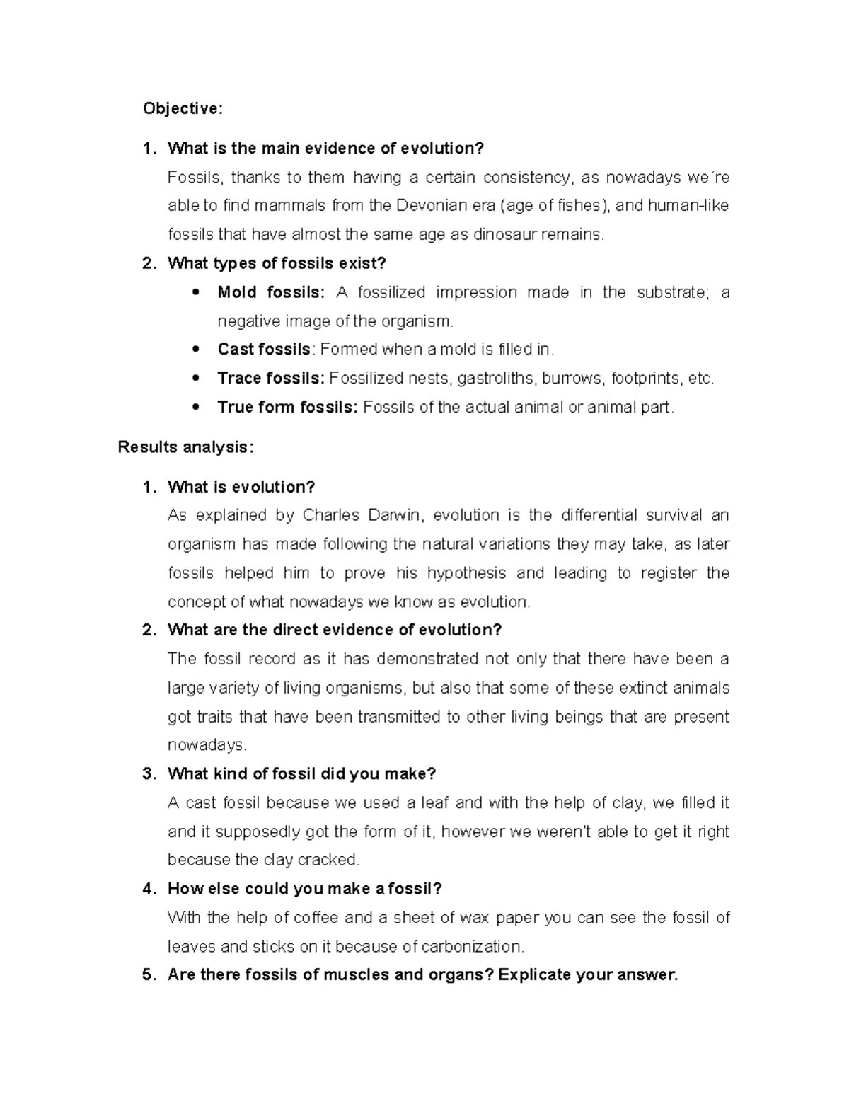 Fossil practice - Objective: What is the main evidence of evolution ...