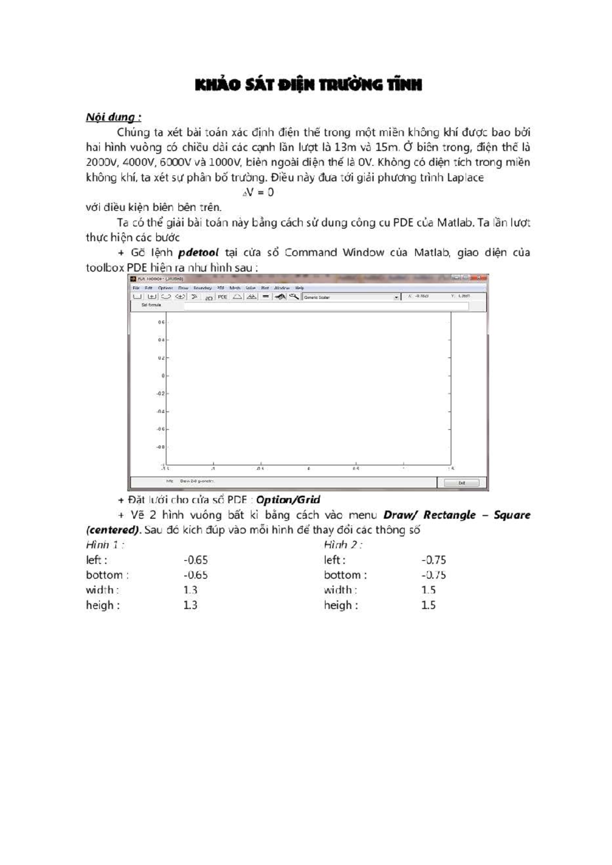 KHAO SÁT Trường Điện Từ Bằng MATLAB - Phân Tích PDE - Studocu