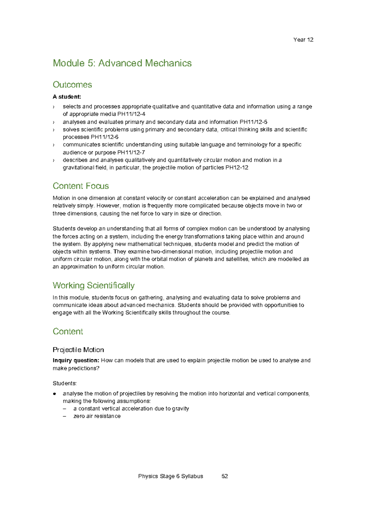 Year 12 Physics HSC Syllabus: Advanced Mechanics & Electromagnetism ...