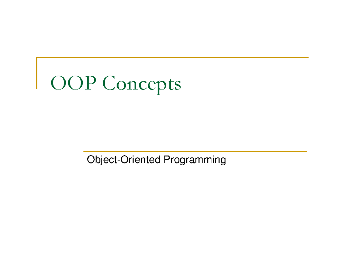 OOP Concepts Overview: Programming vs. Procedural (CS101) - Studocu