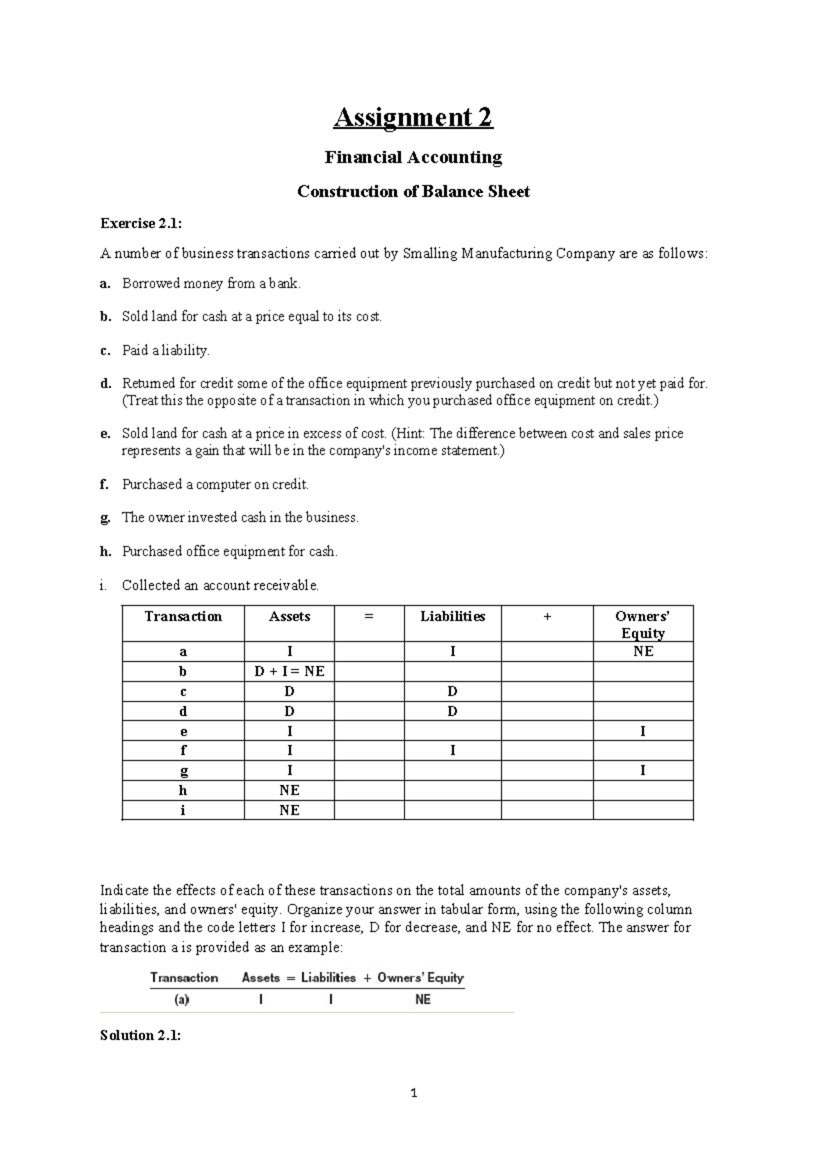 Assignment 2: Financial Accounting - Balance Sheet Exercises (Problem Set 2) - Studocu