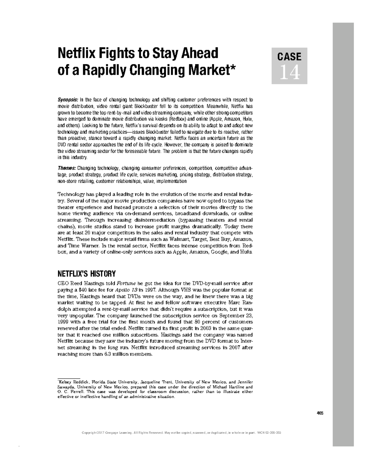Case 14 Netflix Fights to Stay Ahead of a Rapidly Changing Market ...