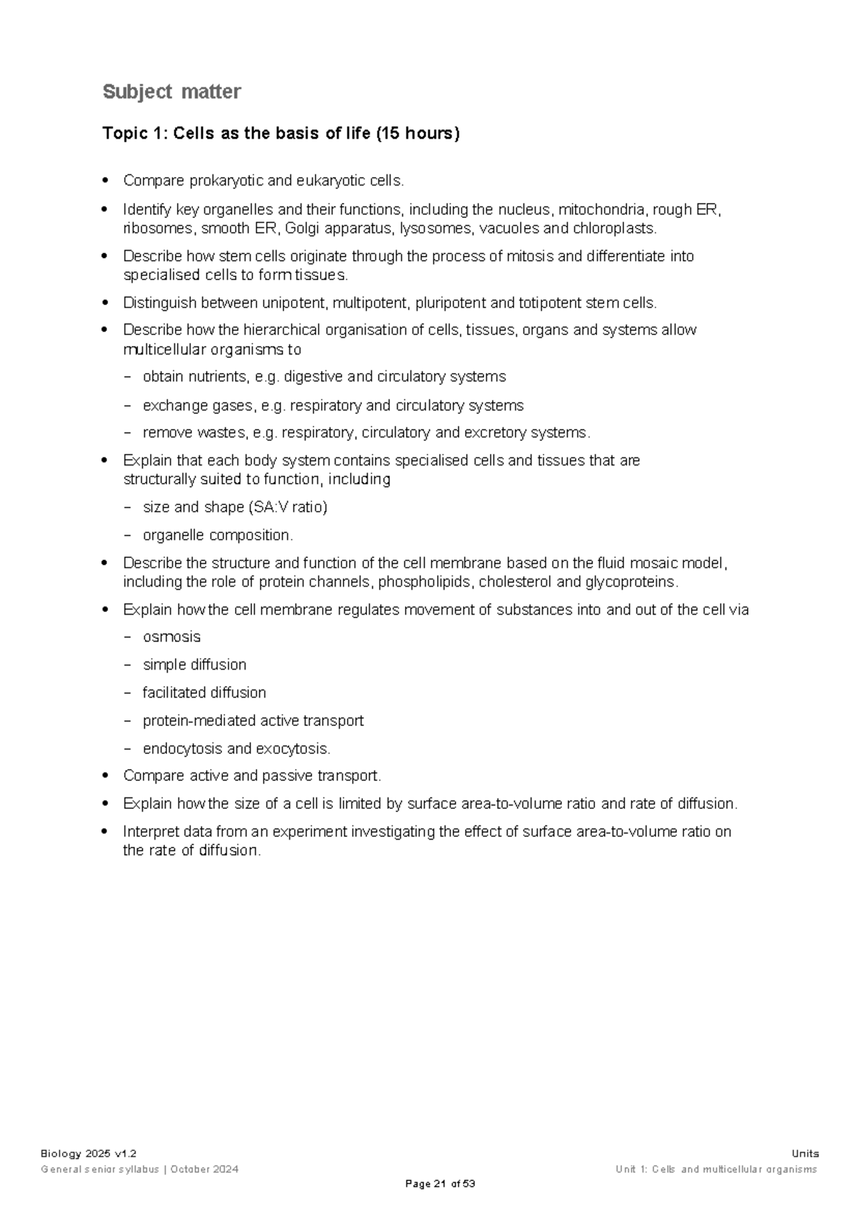 Biology 2025: Unit 1 & 2 Revision Syllabus Overview - Studocu