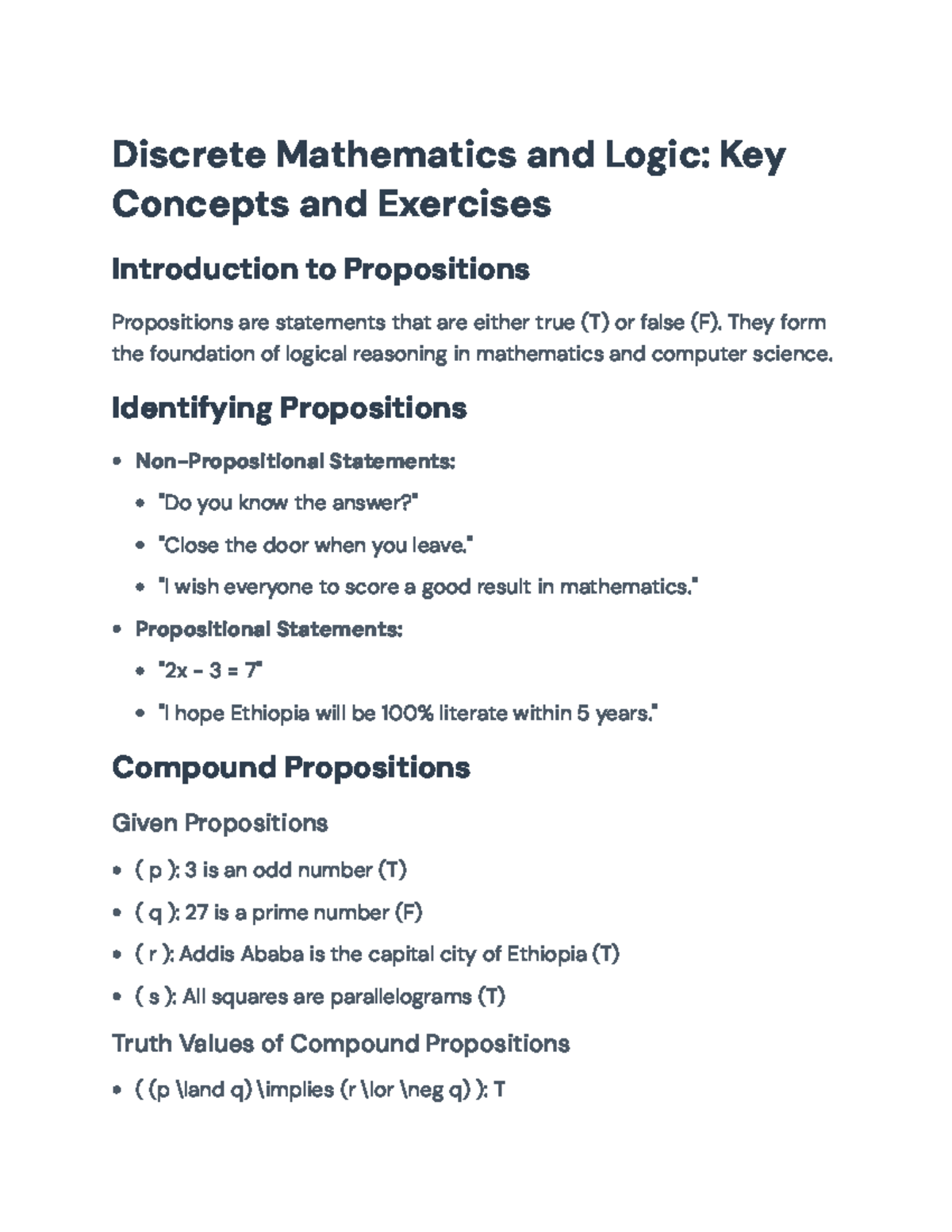 Discrete Mathematics and Logic: Propositions, Sets, and Proofs ...