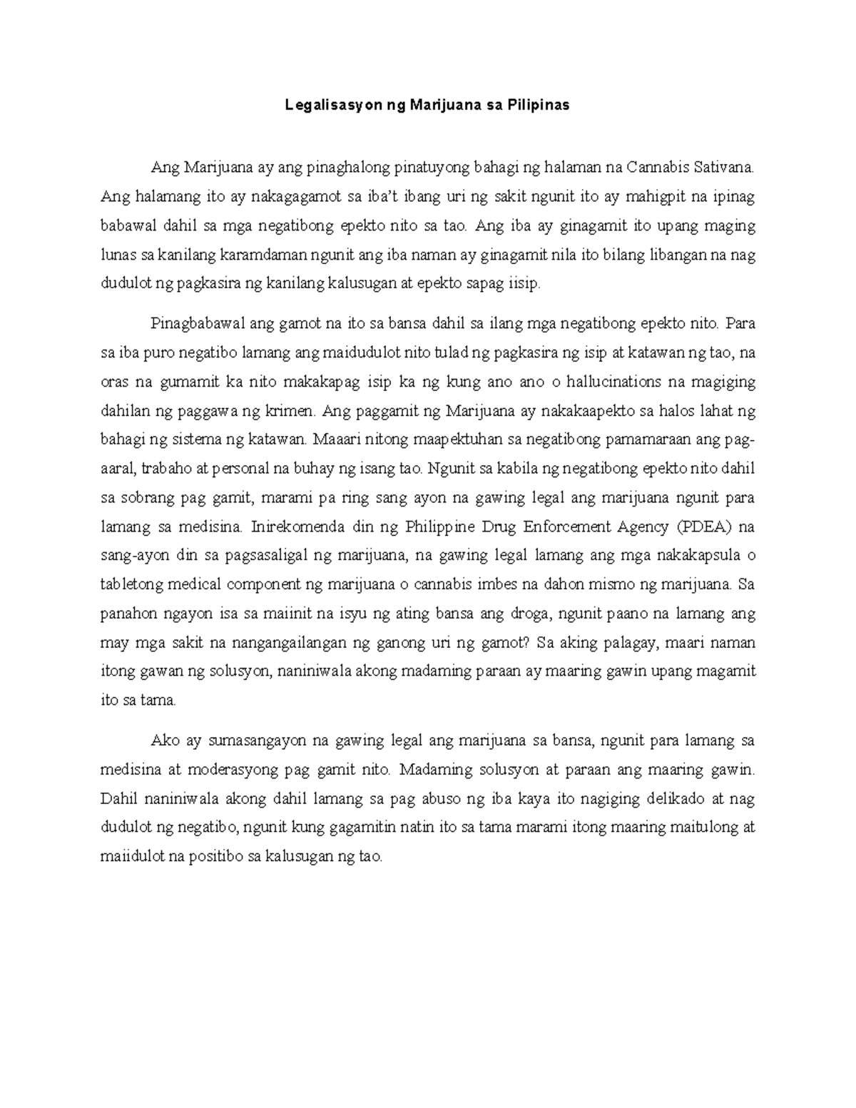 Posisyong Papel- GRADE 12 ACTIVITY FOR FILIPINONG LARANGAN ...
