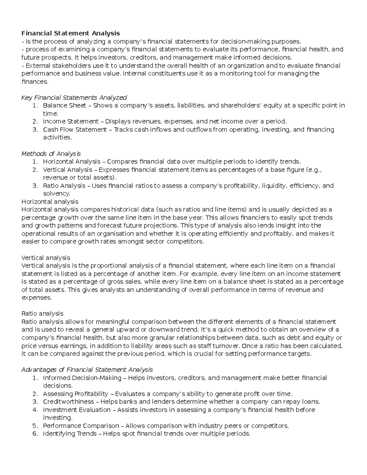 FIN 301: Financial Statement Analysis - Key Concepts & Methods - Studocu