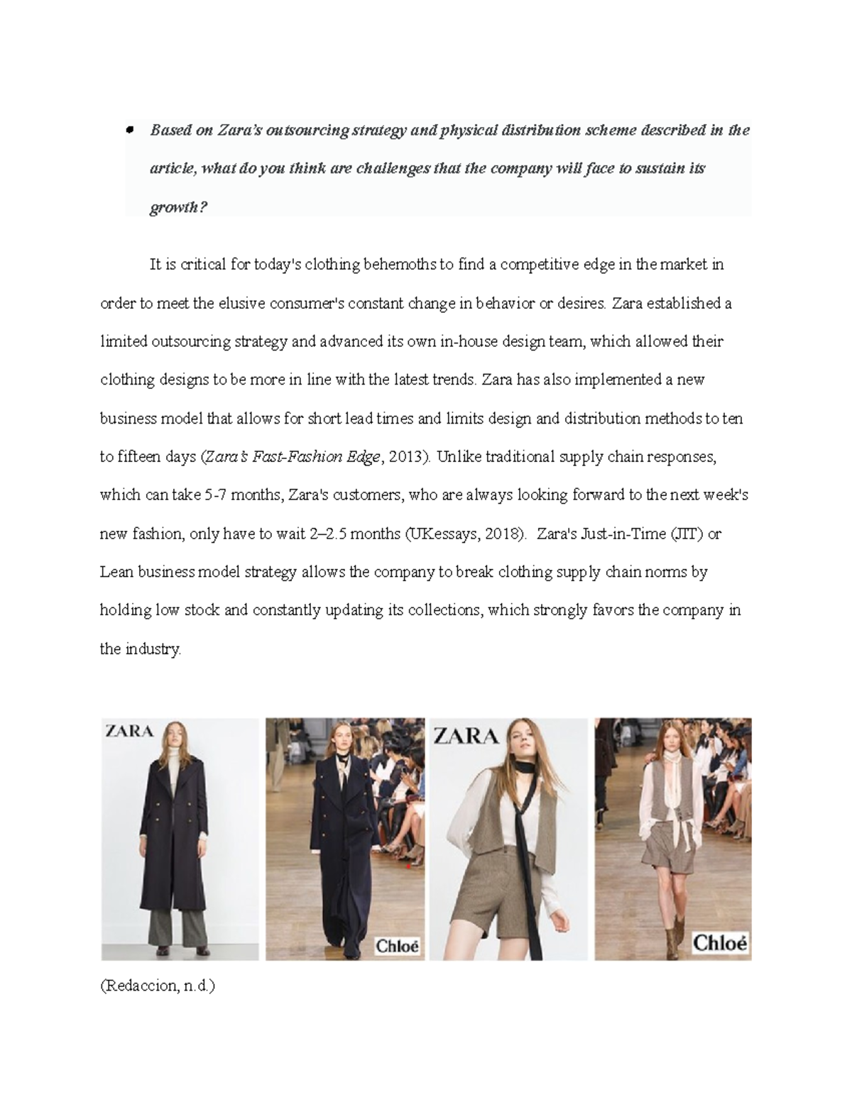 Zara’s outsourcing strategy and physical distribution scheme - Zara ...