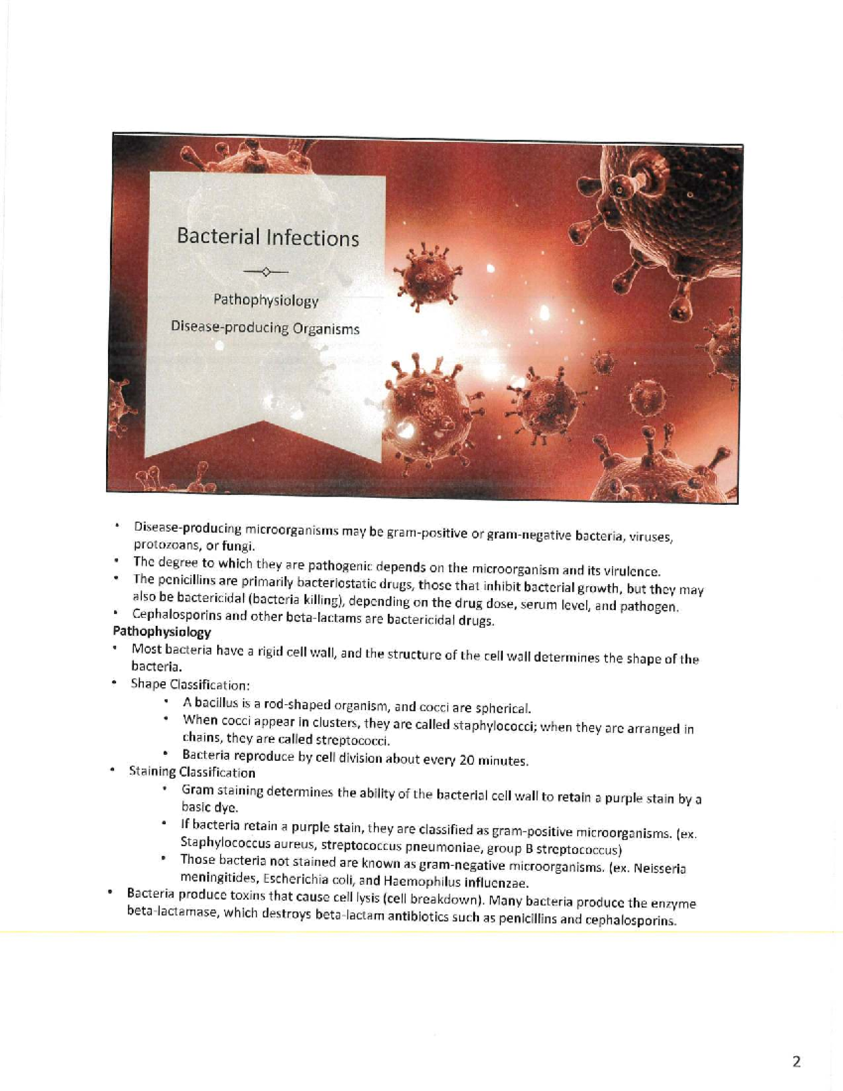 Pathophysiology of Bacterial Infections and Antibiotic Resistance - Studocu