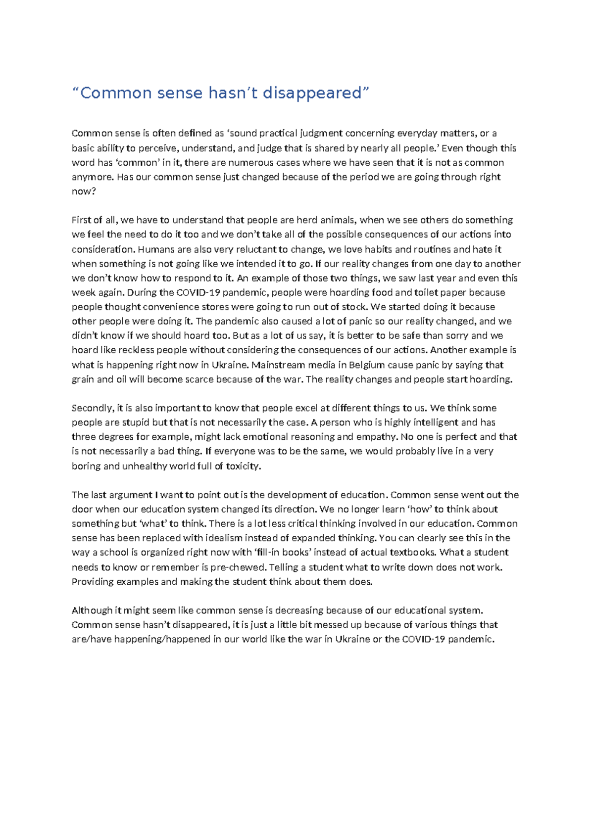 The Evolution of Common Sense: Reflections on Society and Education ...