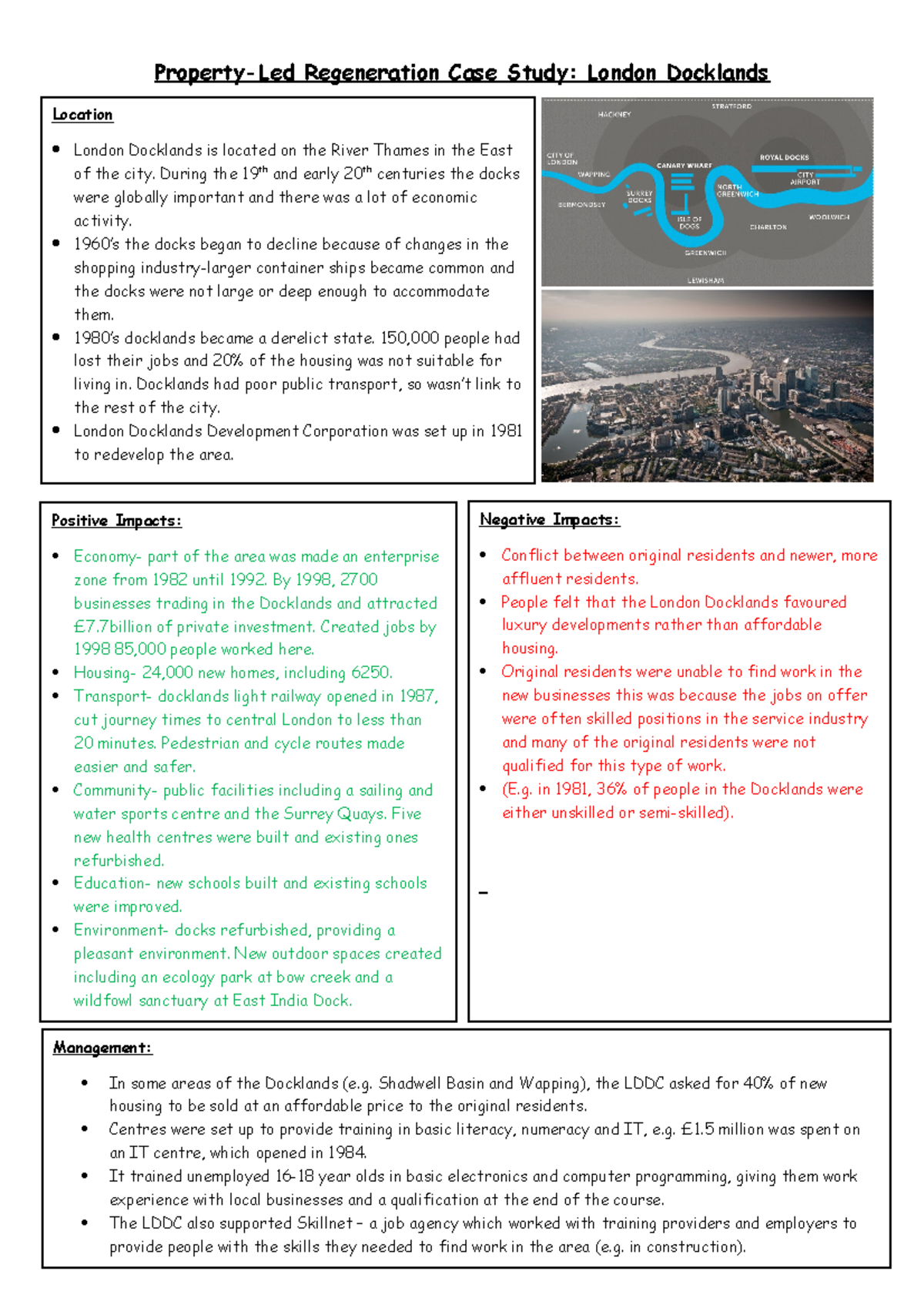Property-Led Regeneration in London Docklands Case Study: Impacts ...