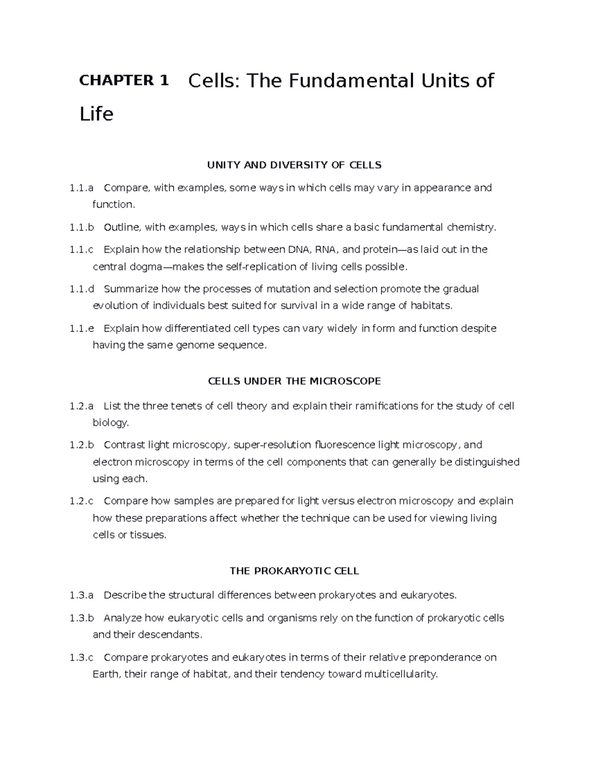 Midterm Study Guide - CHAPTER 1 Cells: The Fundamental Units of Life ...
