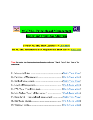 MGT503 Solved MCQS MORE THAN 2000 Multip VUAnswer - MGT503 SOLVED MCQS MORE THAN 2000 By - Studocu