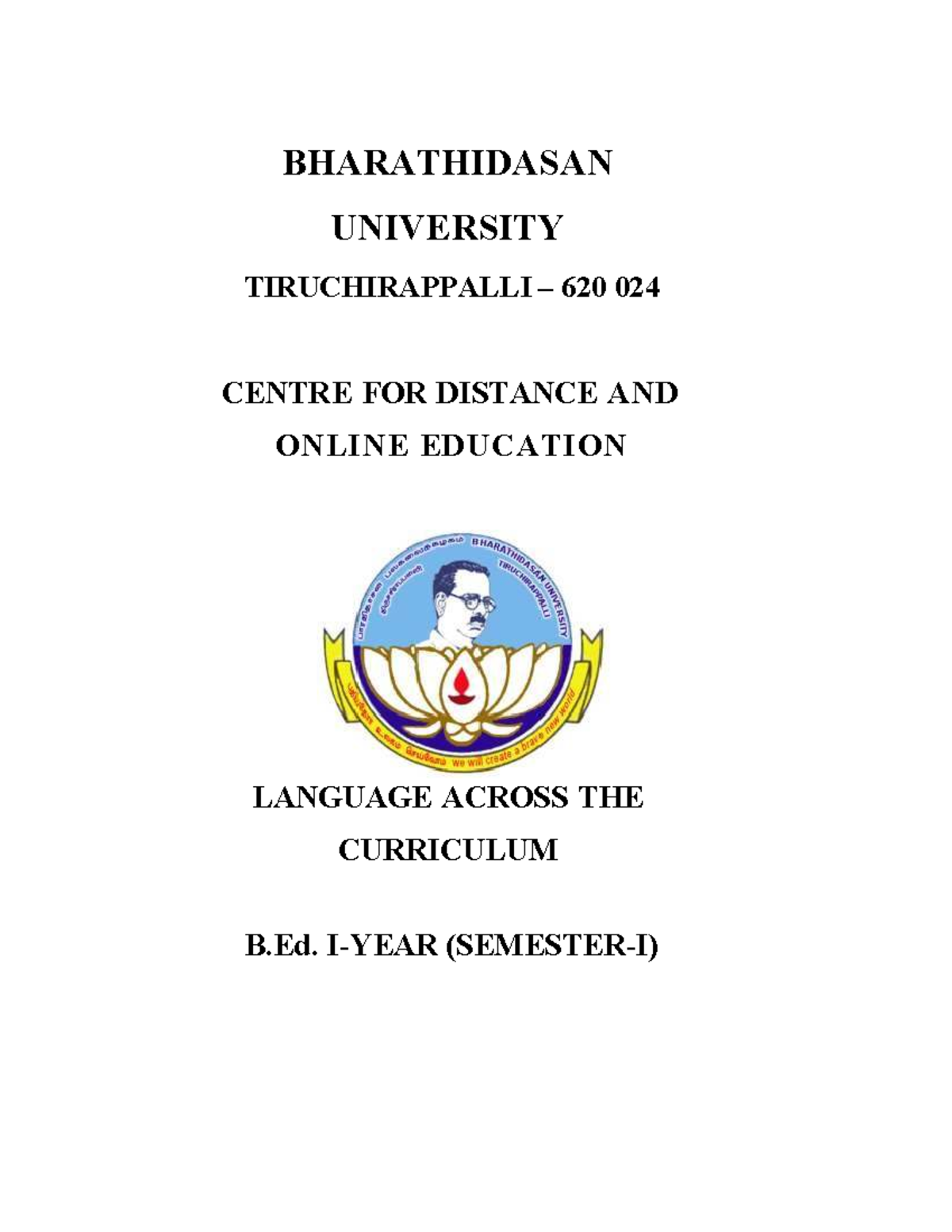 Language Across the Curriculum: B.Ed. 1 Course Material - Studocu