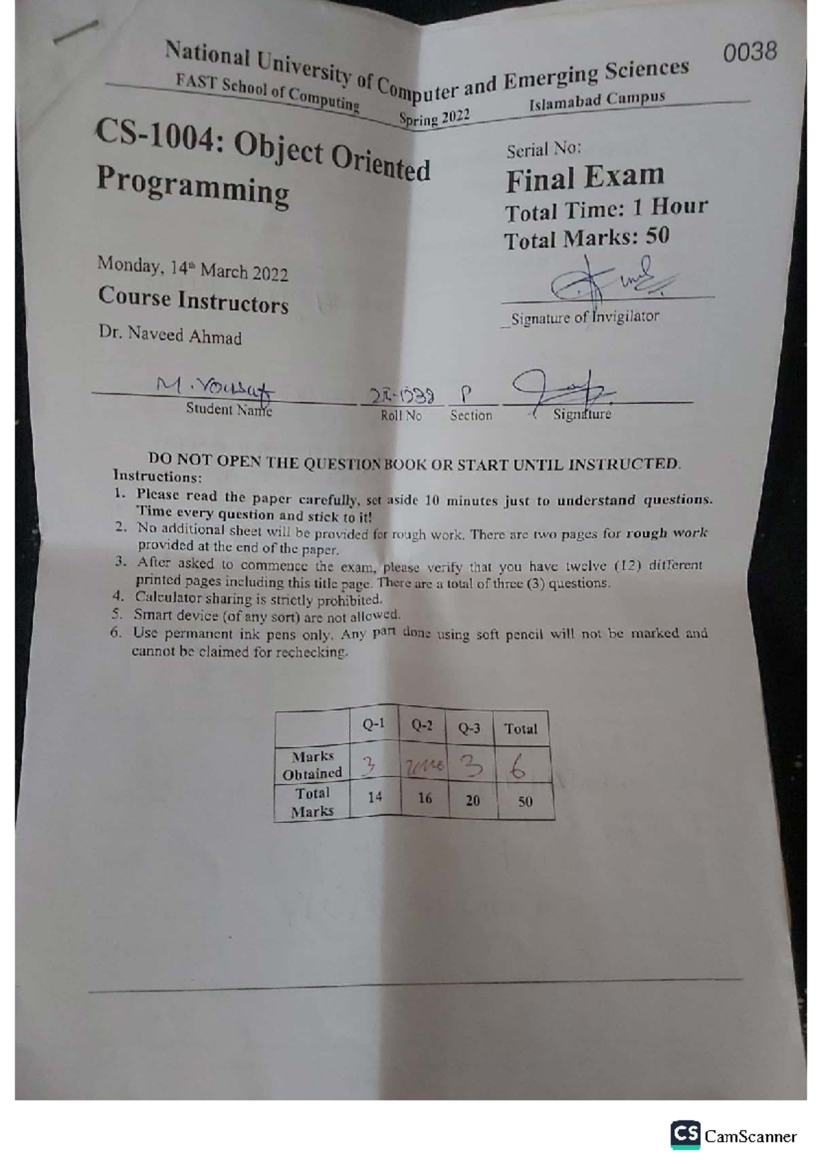 OOP Final Exam (0038 Unj) - Spring 2022 - Studocu