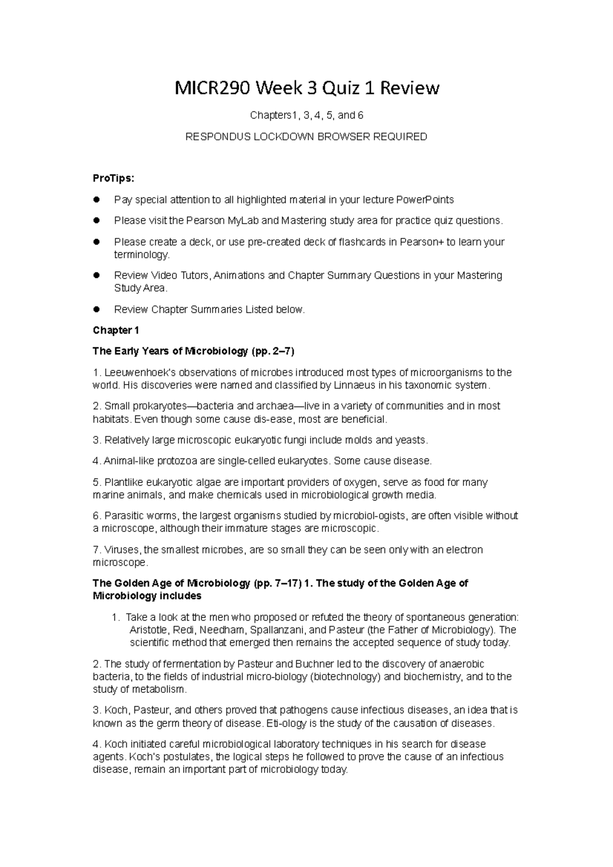 MICR290 Week 3 Quiz 1 Review: Key Concepts and Study Tips - Studocu
