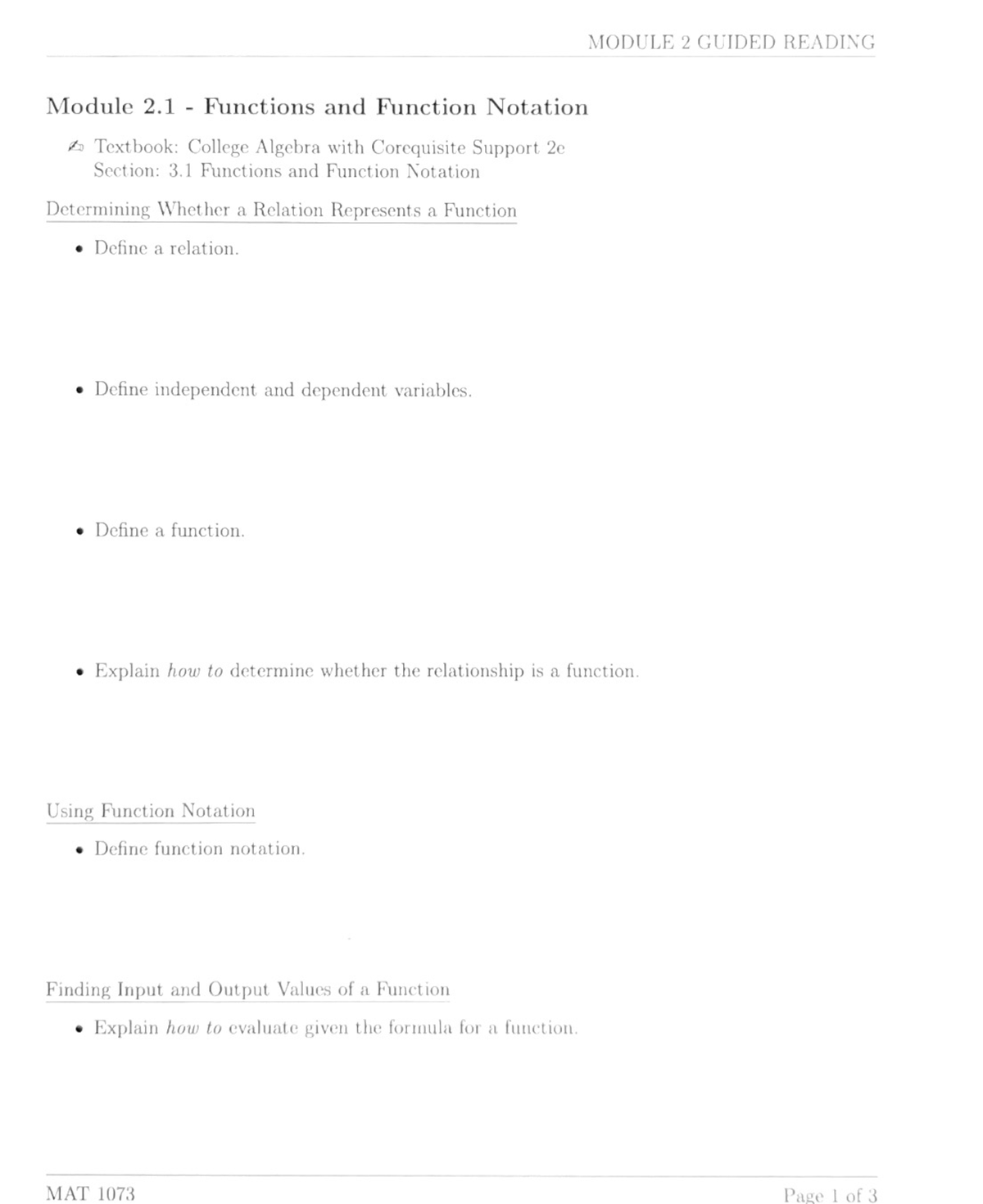 Module 2: Understanding Functions & Function Notation - Studocu