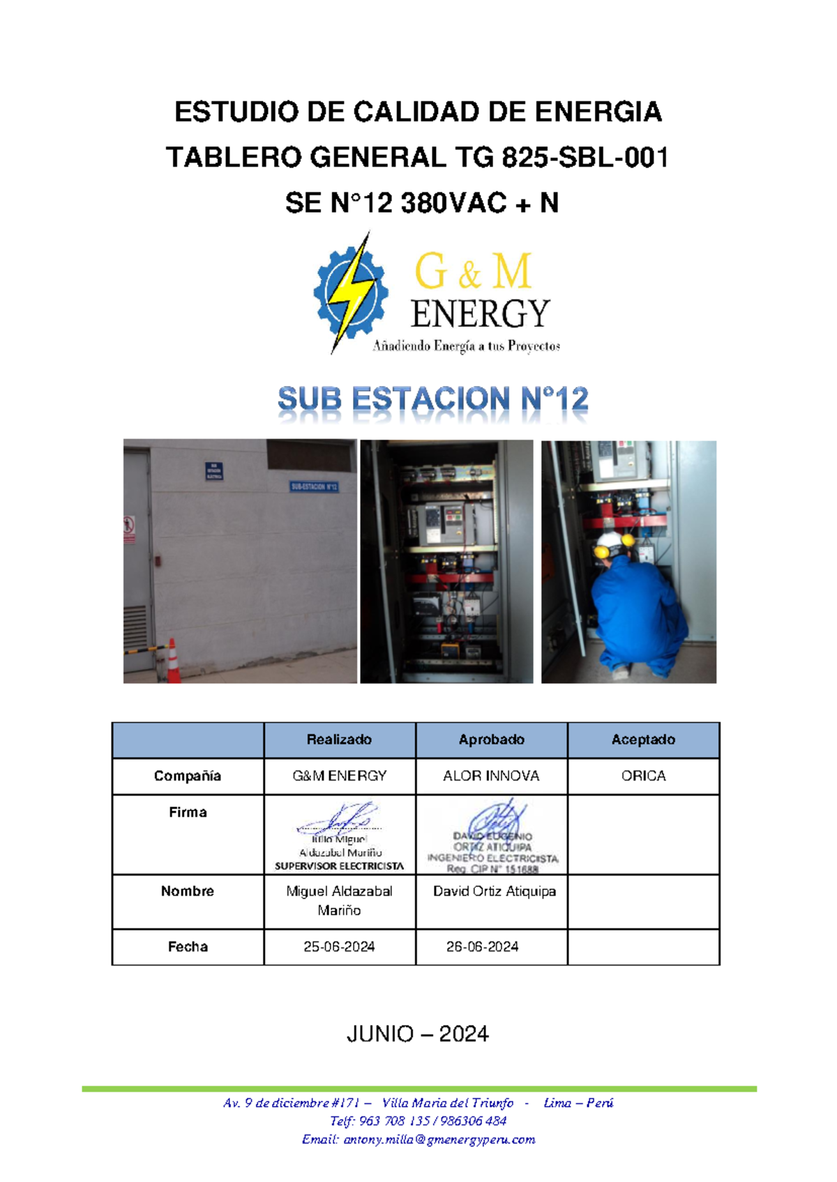 Informe de Calidad de Energía en Tablero General TG SE 380VAC - Studocu