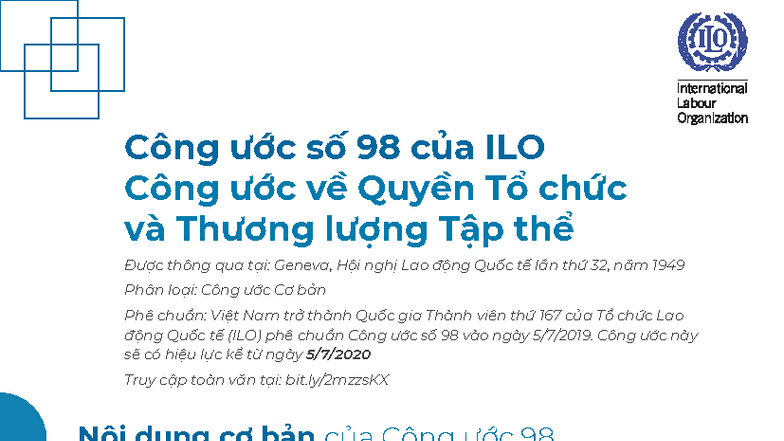 Công ước số 98 ILO: Quyền Tổ chức và Thương lượng Tập thể - Studocu