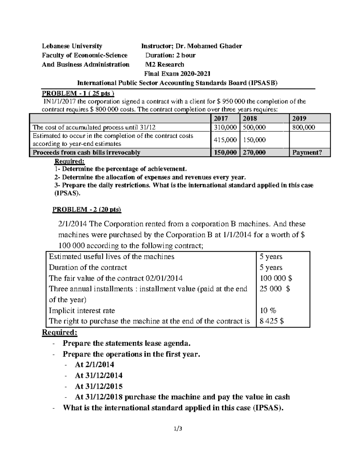 M2 Research Final Exam: IPSASB Accounting Problems 2020-2021 - Studocu