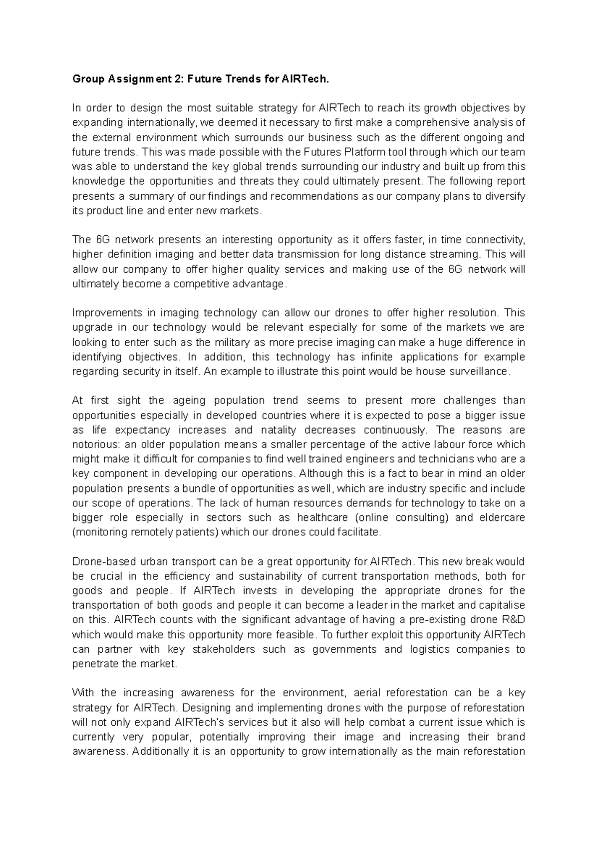 Assignment 2: Strategies for AIRTech's Future Growth and Trends ...