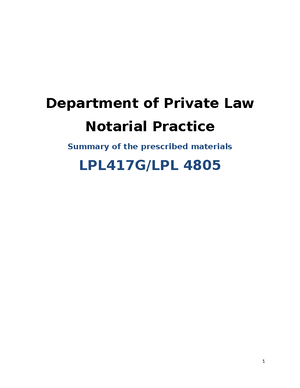 Notes from Study Guide - NOTARIALPRACTICE – LPL- STU 1 – NOTARIAL ...