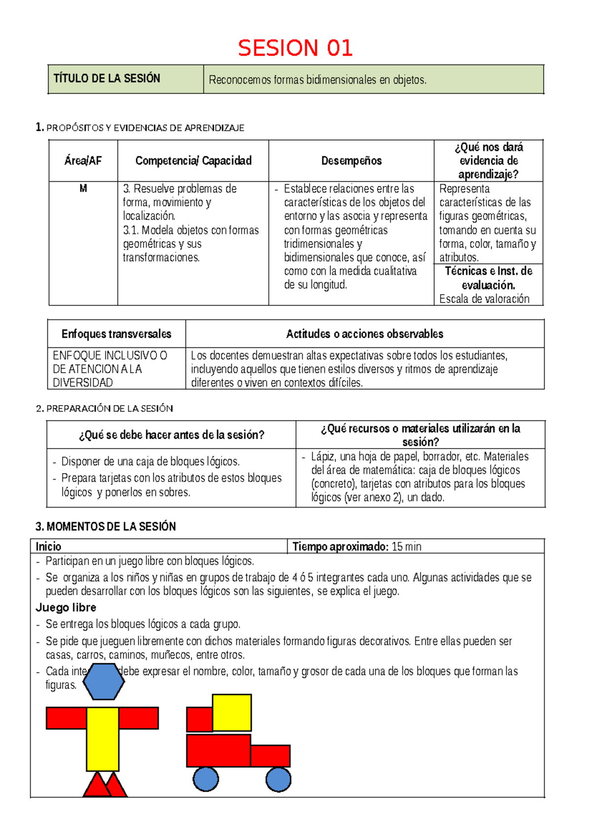 Sesiones de Matemáticas: Formas Geométricas y Números en el Aula - Studocu