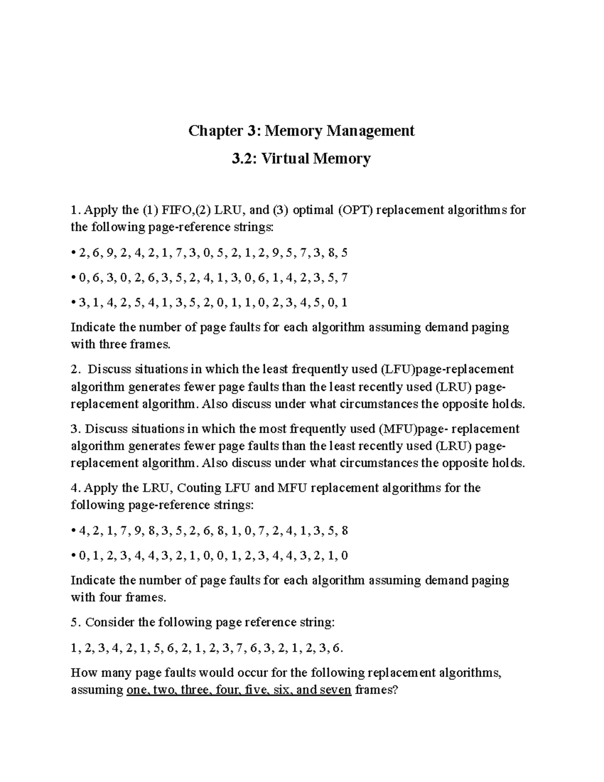 Chapter 3.2-Virtual Memory Question - Chapter 3: Memory Management 3 ...