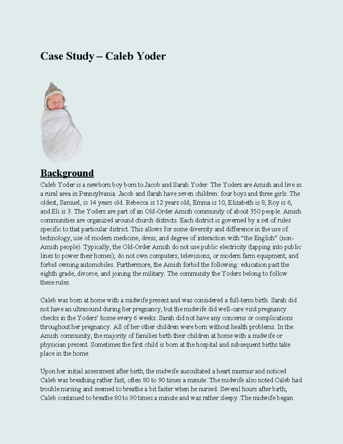Case Study VSD: Clinical Assessment of Newborn Caleb Yoder - Studocu