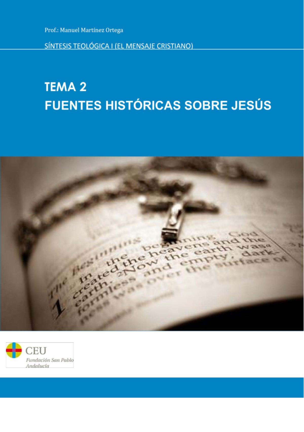 STI Tema 2: Fuentes Históricas sobre Jesús - Análisis y Contexto - Studocu