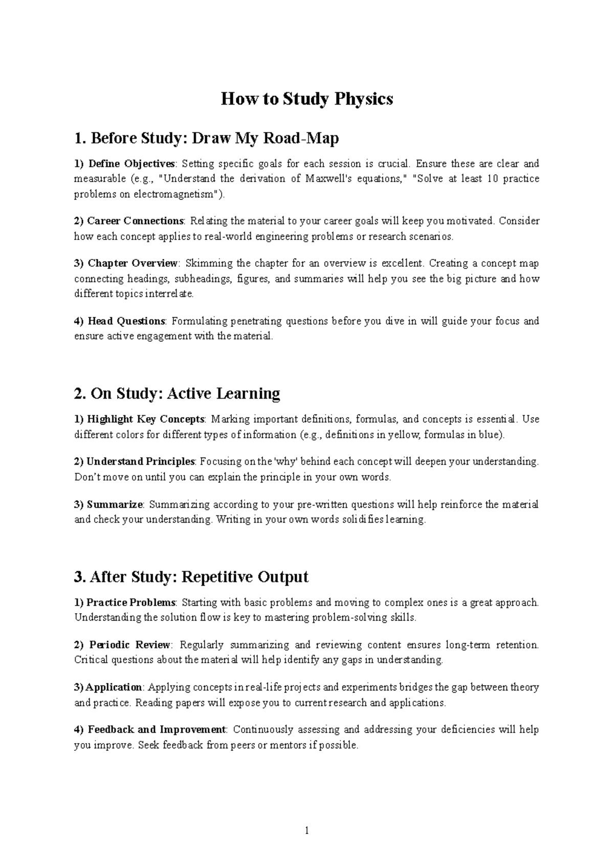 Effective Study Strategies for Physics - 20242025 Guide - Studocu