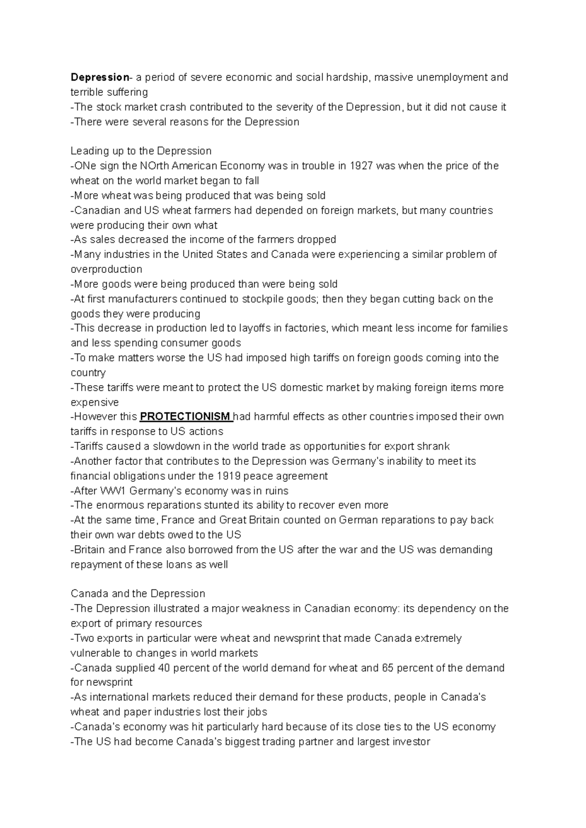History Notes: The Great Depression & Its Impact on Canada (HIST 9 ...