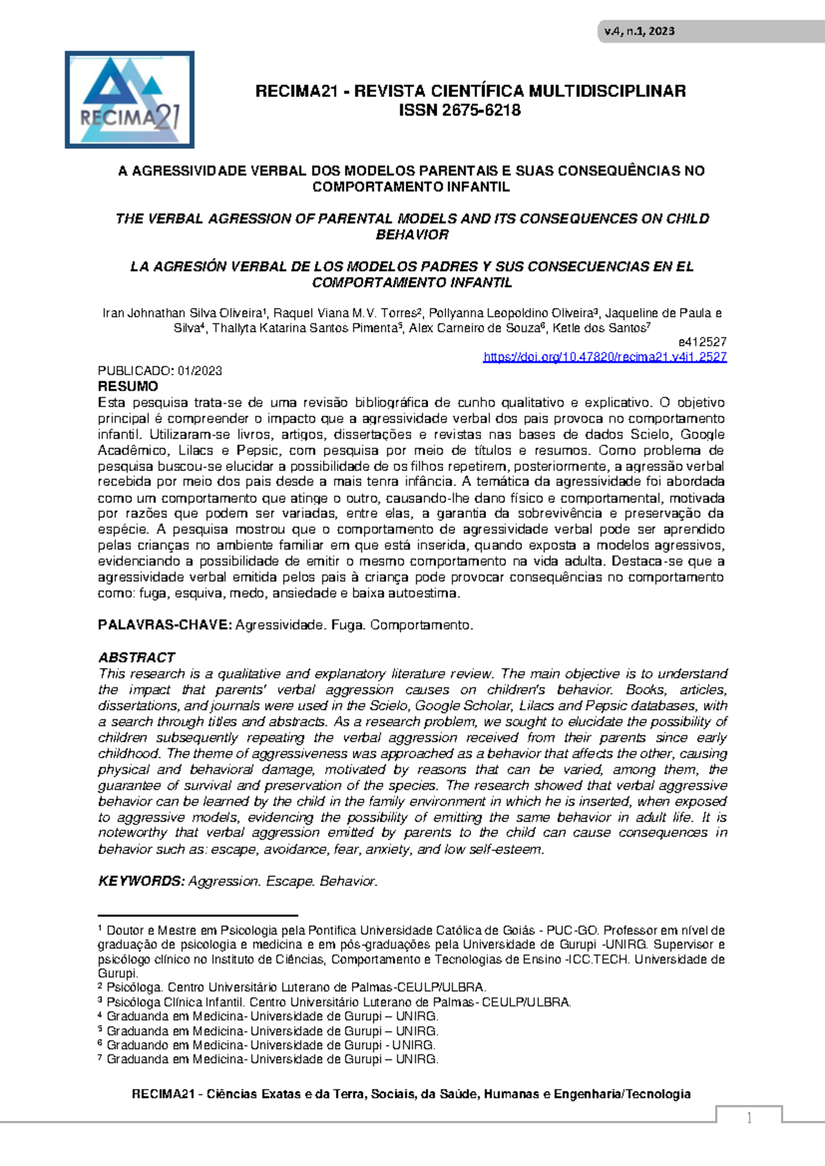 252A+ Agressividade+ Verbal+DOS+ Modelos+ Parentais+E+SUAS+ ...