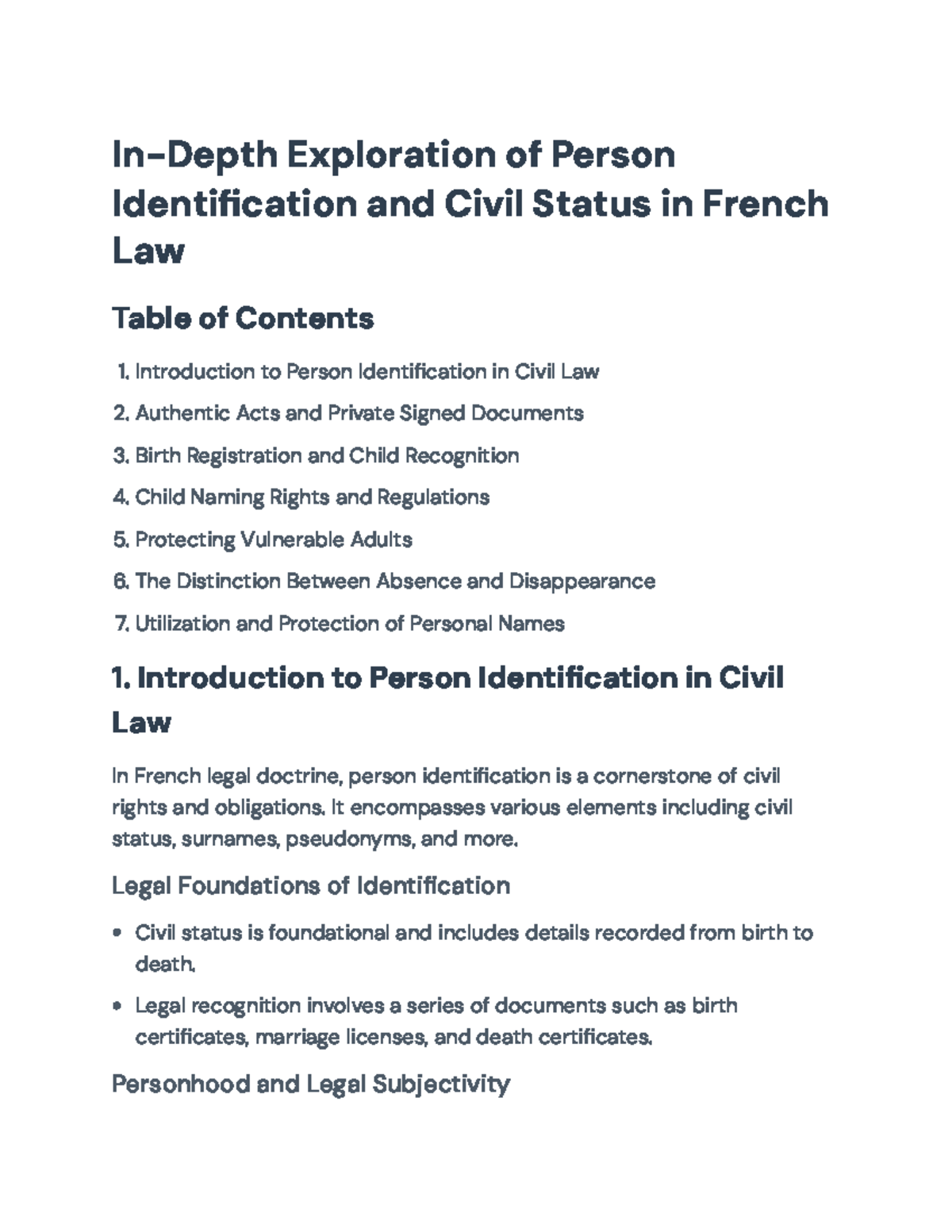 Understanding Person Identification and Civil Status in French Law - In ...