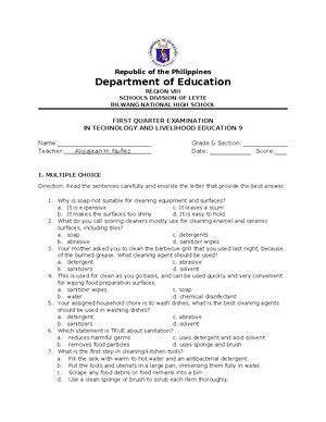 TLE 9 (Preparation of Dessert) - Grade 9 (Junior High School) SEMI ...