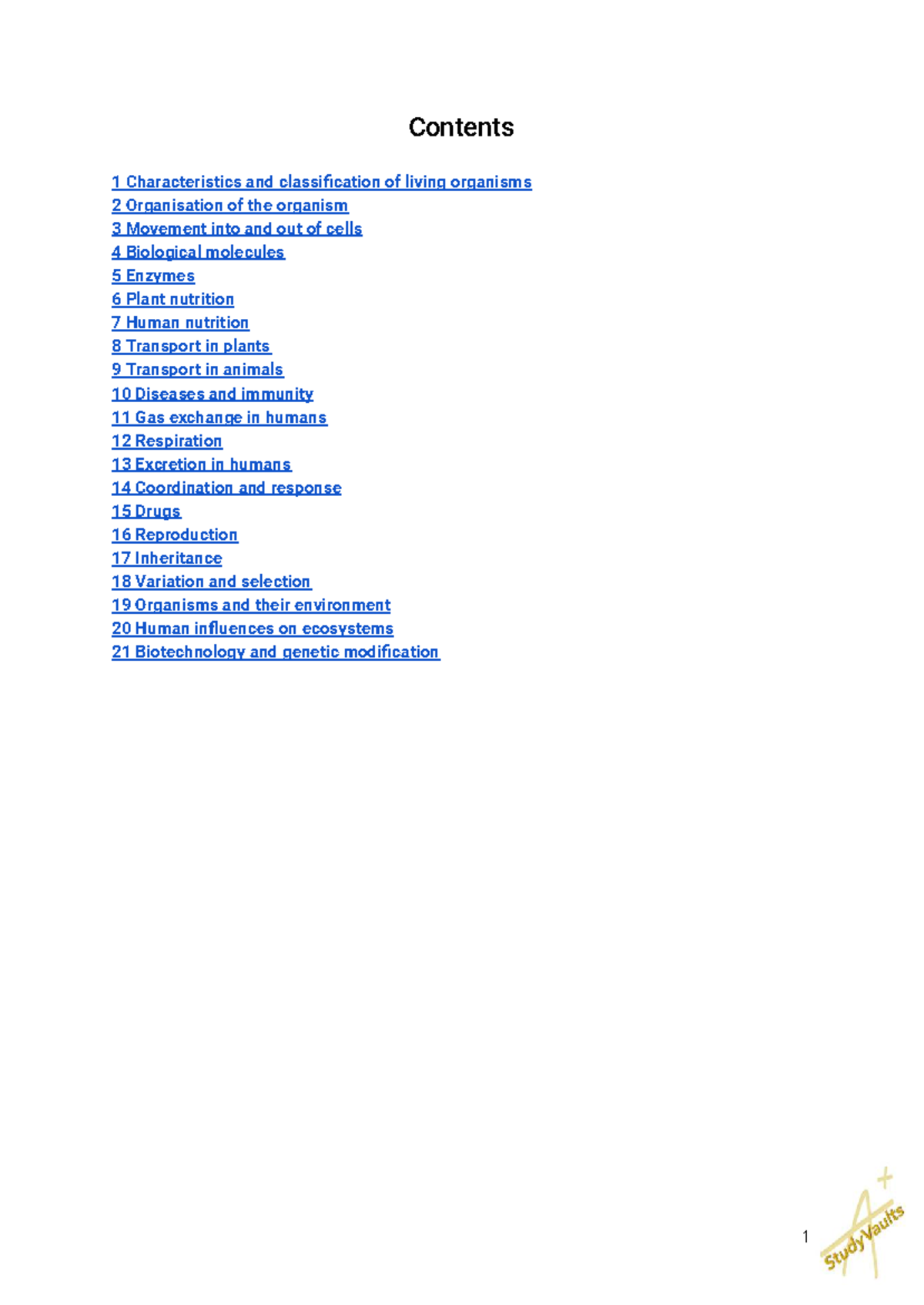 Igcse Biology Revision Notes 0610: Key Concepts and Topics - Studocu