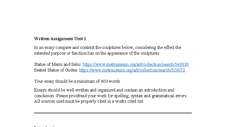 Written Assignment Unit 1 - Comparing Memi & Sabu with Gudea Sculptures ...