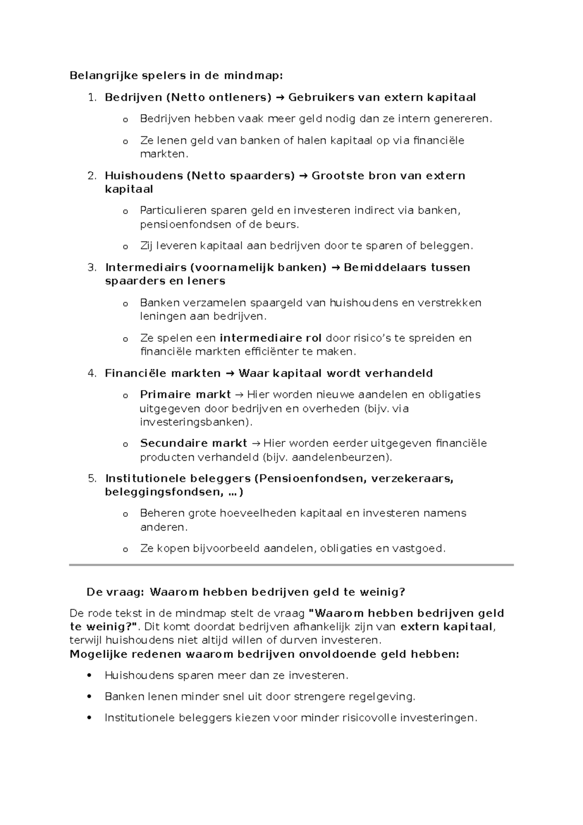 Belangrijke Spelers in de Mindmap: Uitleg Module 2 - Studocu