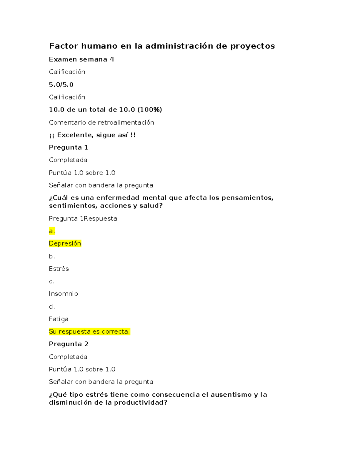 Factor humano en la administración de proyectos examen 4 - Factor humano en la administración de ...