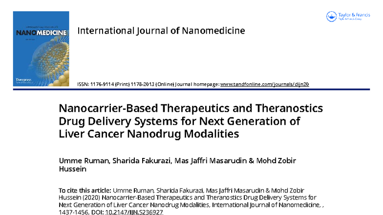 Liver Cancer Nanodrug Delivery Systems: Innovations and Insights - Studocu
