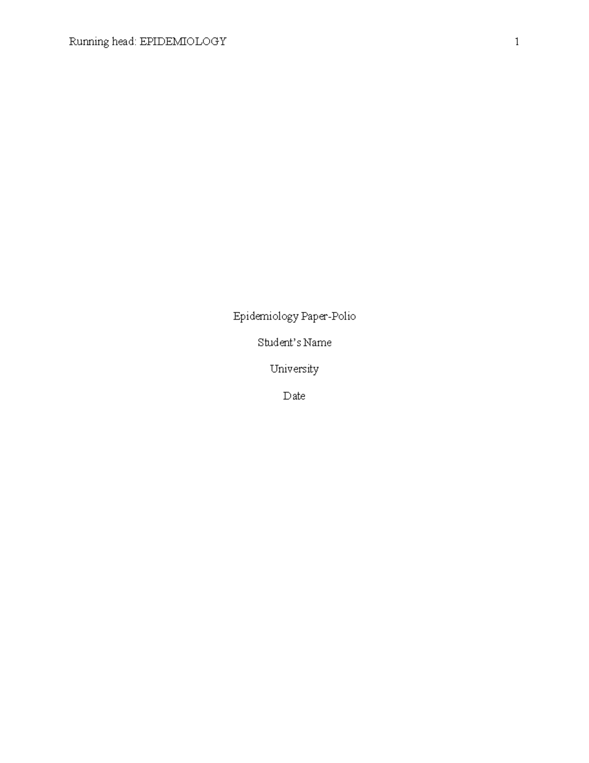 Epidemiology Paper: Understanding Polio's Impact and Prevention ...