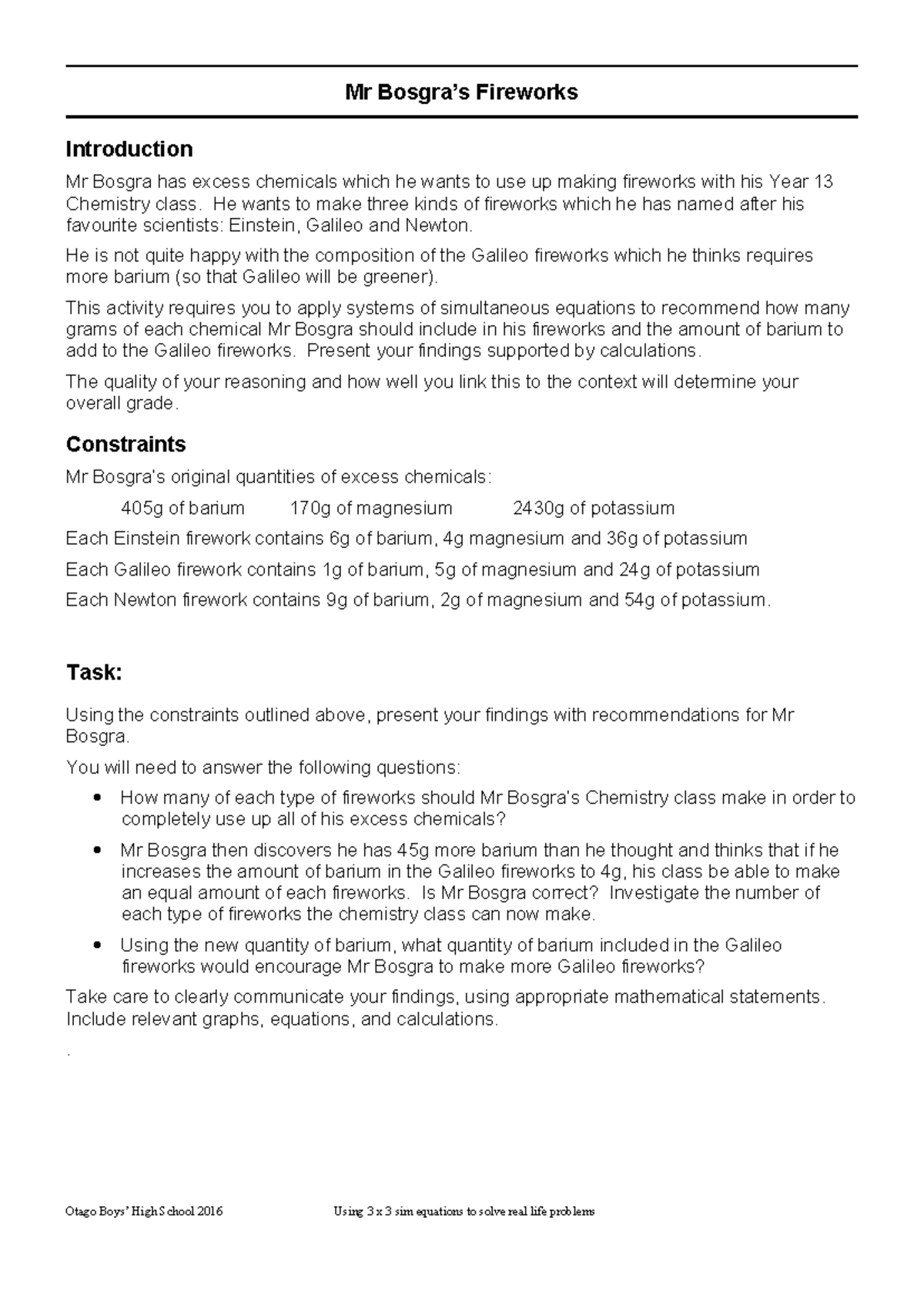 Year 13 Chemistry: Fireworks Chemical Composition Analysis - Studocu