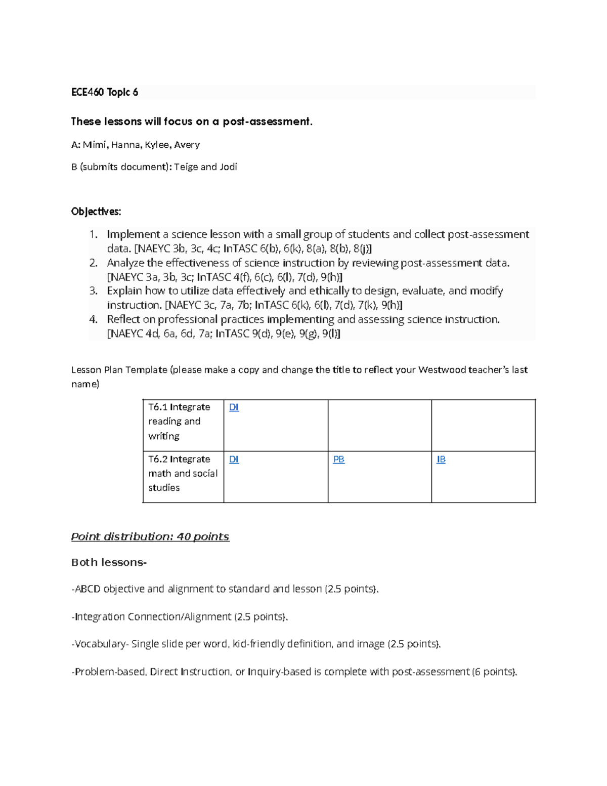 ECE460 T6 Post-Assessment Implementation & Analysis Guide - Studocu