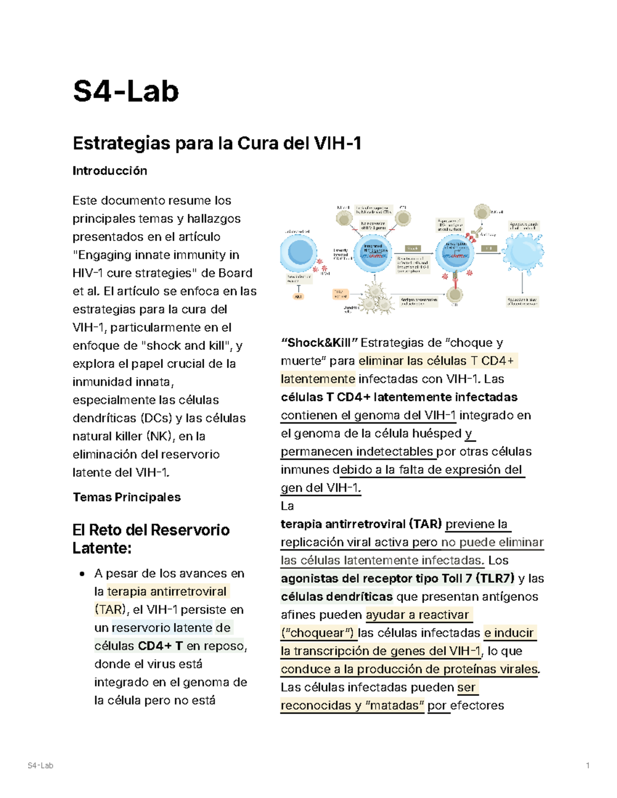 Lab 4 inmuno Resumen - S4-Lab Estrategias para la Cura del VIH- Introducción Este documento ...