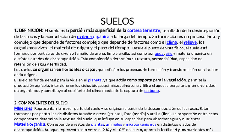 SUELOS: Definición, Componentes y Formación - Estudio Completo - Studocu