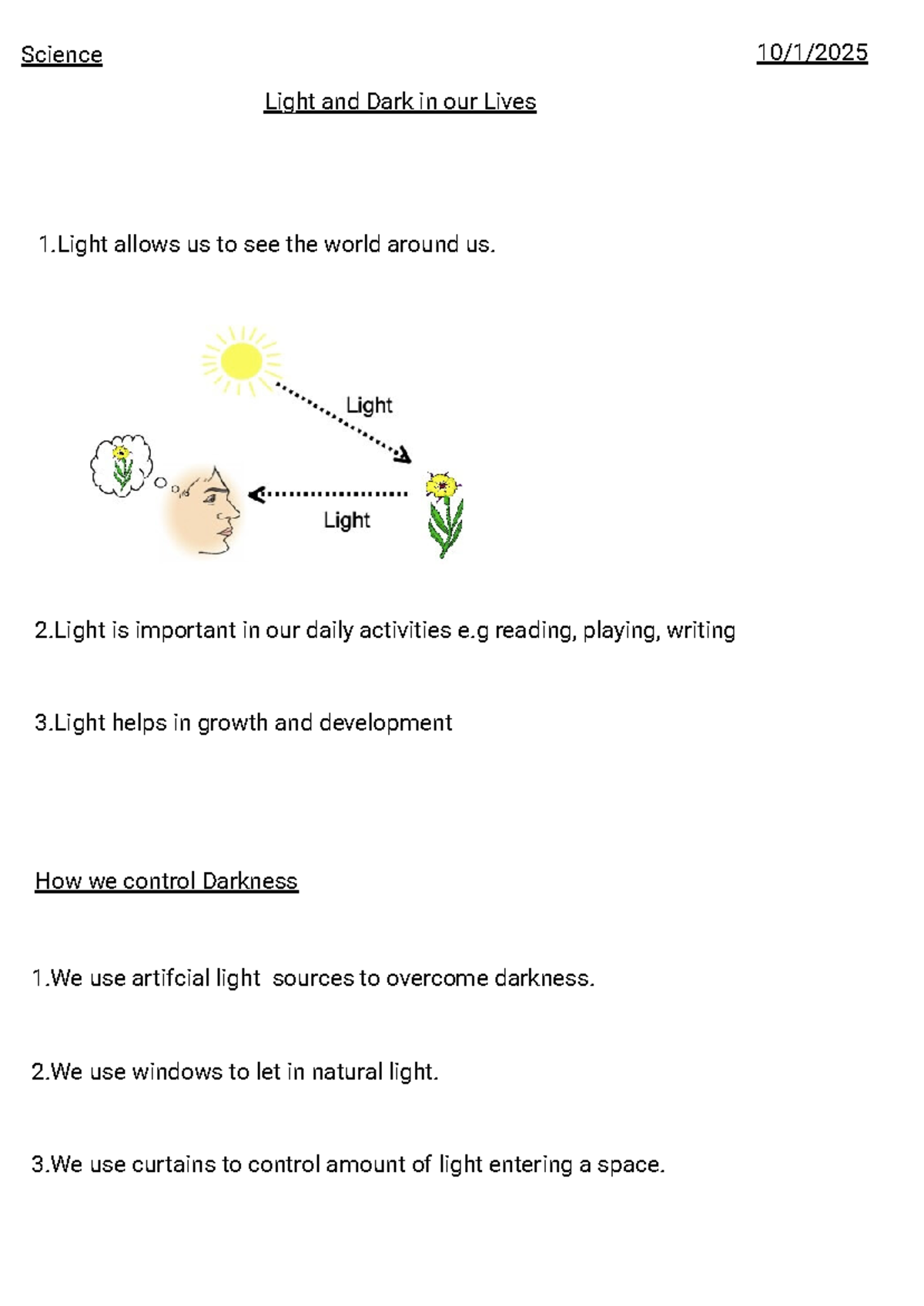 Kami Export - Light and Dark in our Lives - 241 - Science 10/1/ Light ...