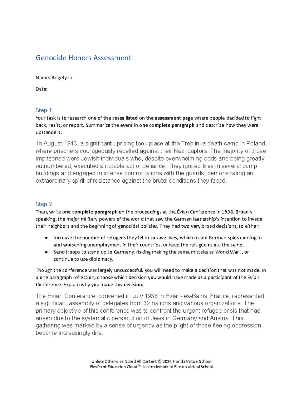 Genocide Honors Essay Assessment: Angelyna's Analysis of Uprisings and ...