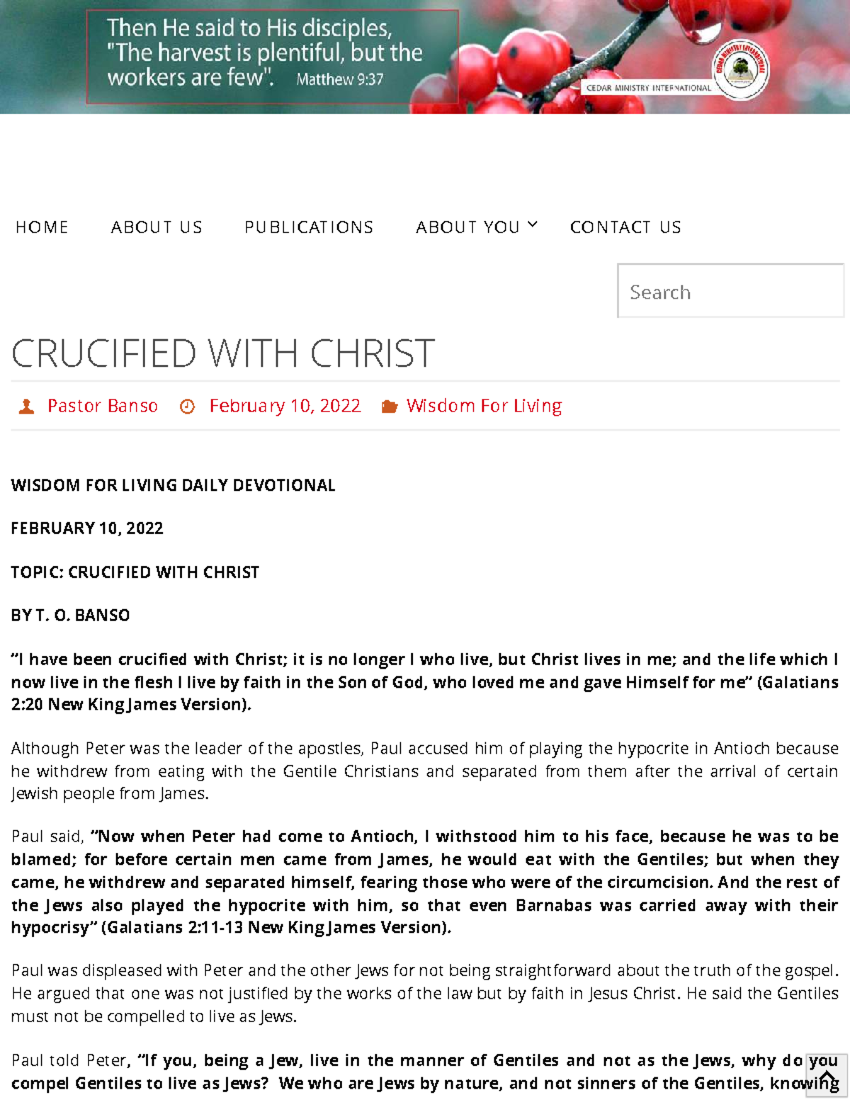 Crucified with Christ: Wisdom for Living Devotional (Feb 10, 2022 ...