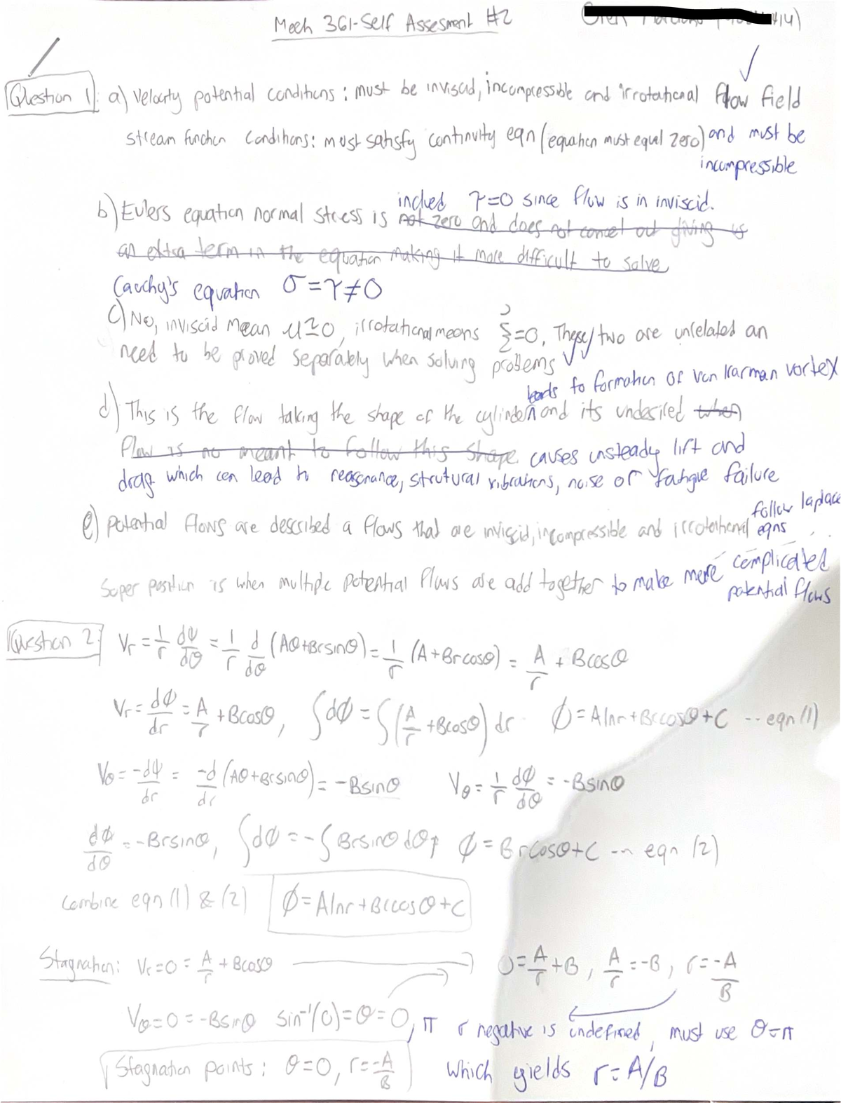 Chapter 6.4 Review: Fluid Mechanics Assessment on Velocity Potential ...