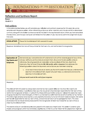 REL225C W07 Reflection And Synthesis - Reflection and Synthesis Report ...